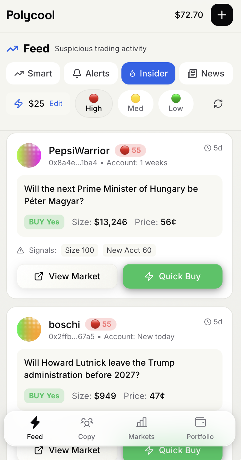 Polycool - The Most Complete Polymarket Mobile App