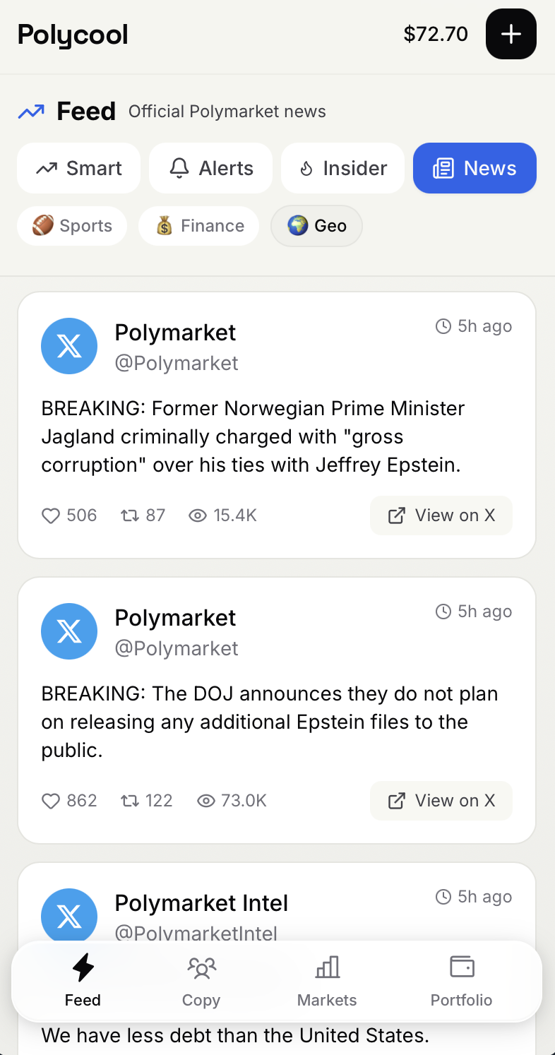 Polycool - The Most Complete Polymarket Mobile App